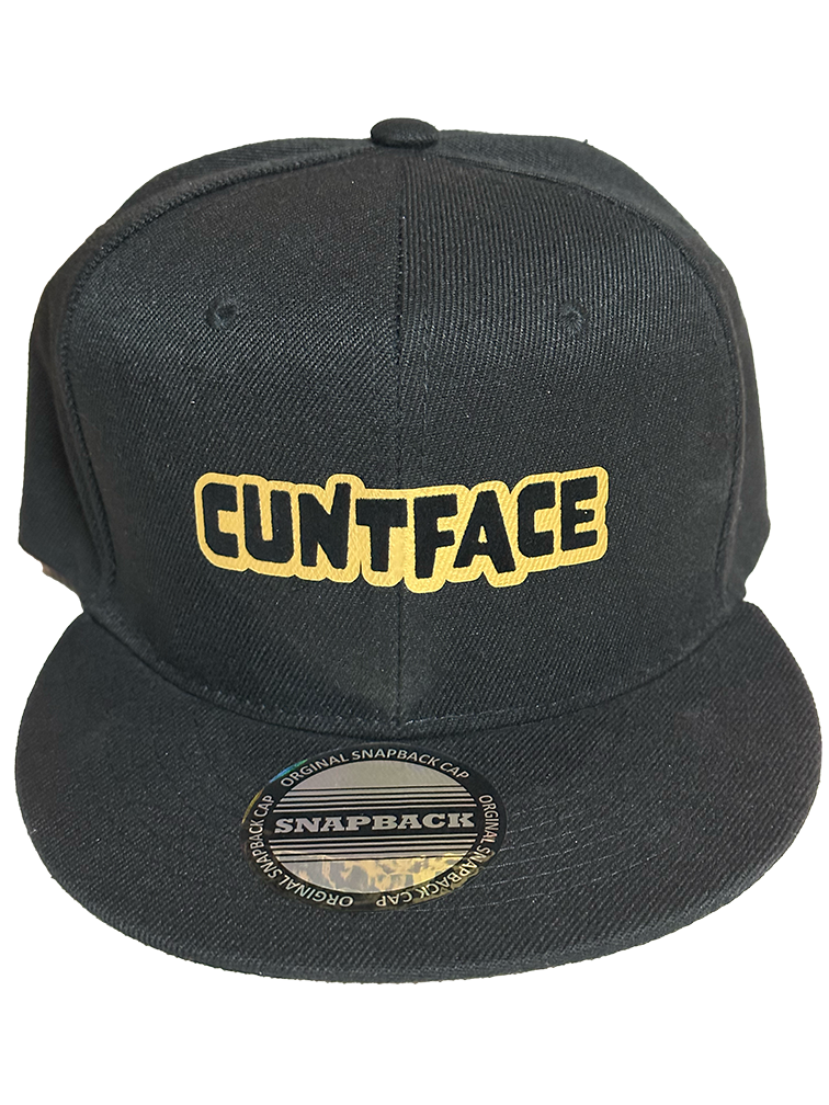Cuntface - Gold and Black Custom flatbrim – ComedyMerchTable